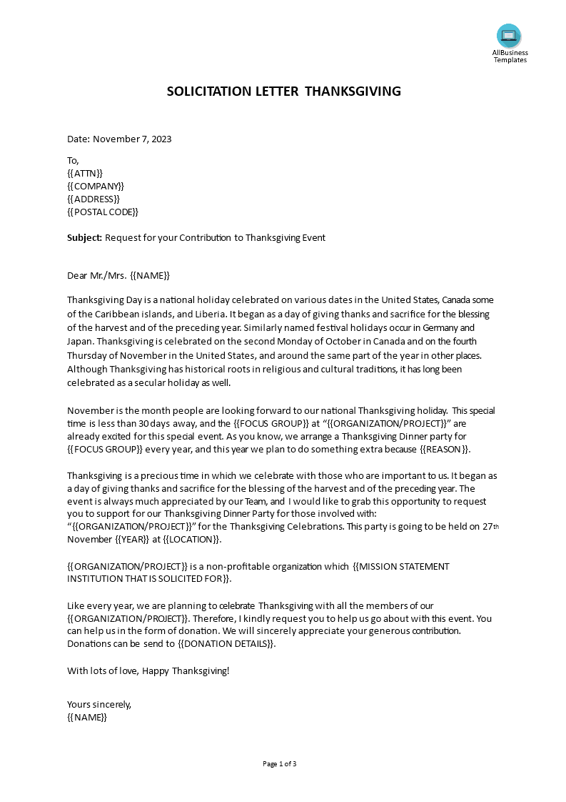 Gratis Paghingi ng Liham Thanksgiving Dinner