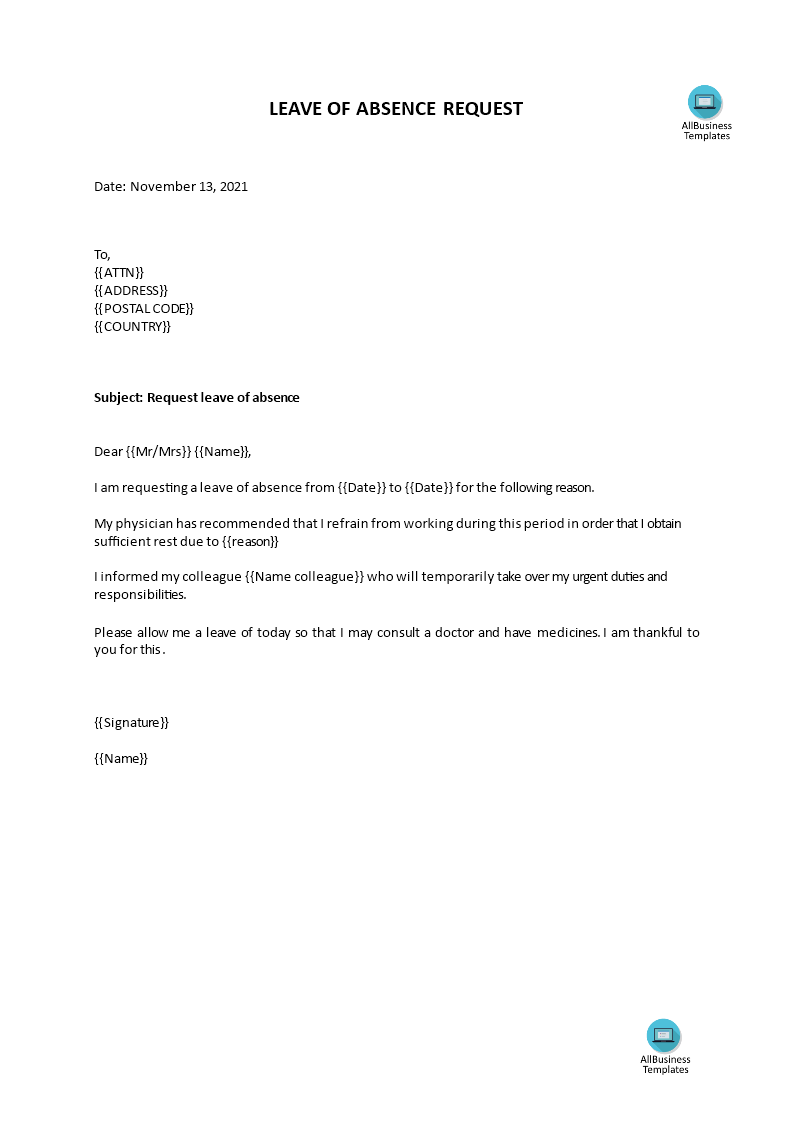 Leave Request | Templates at allbusinesstemplates.com