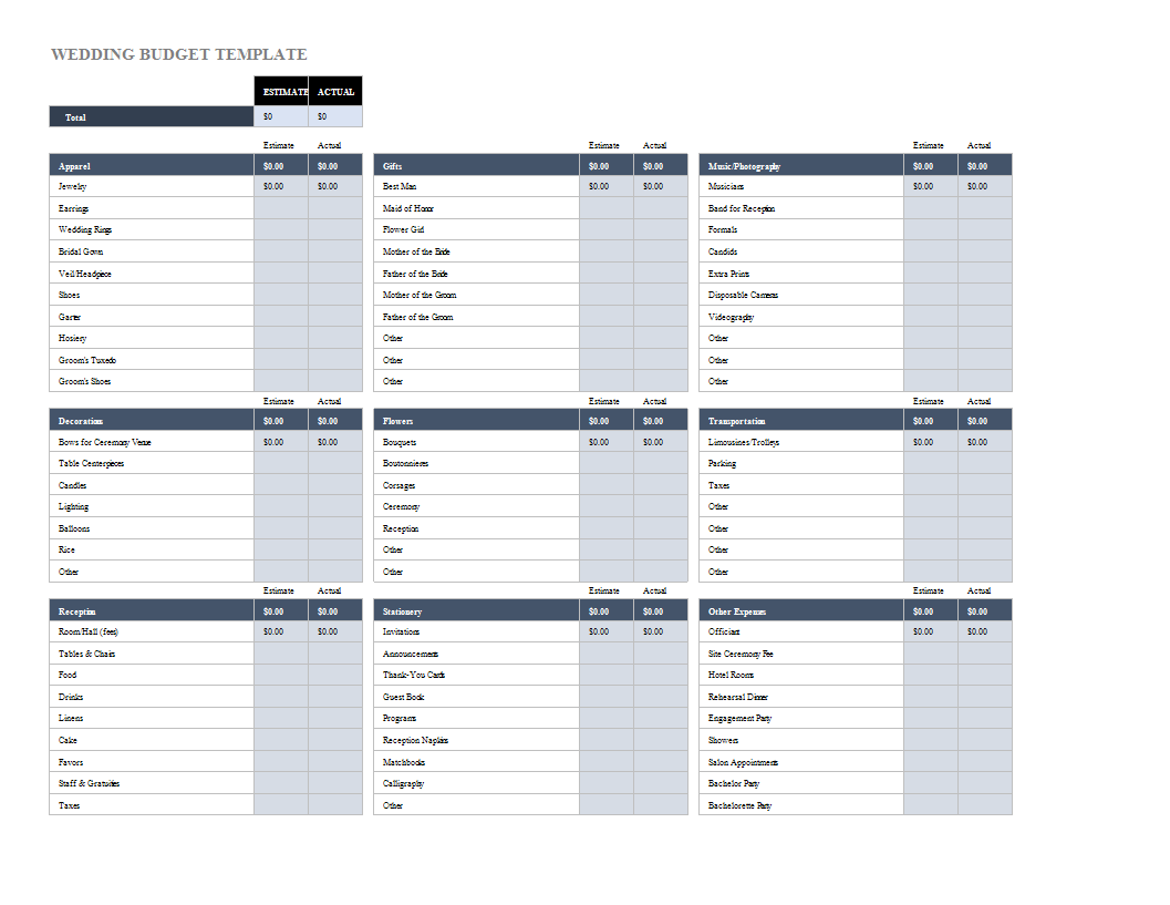 Wedding Budget Spreadsheet Printable Templates At 