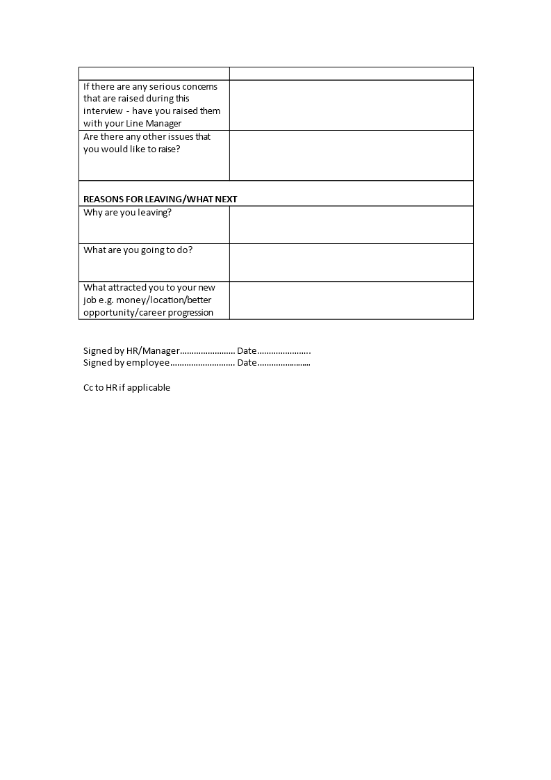 Exit Interview Form In Word Format | Templates at allbusinesstemplates.com