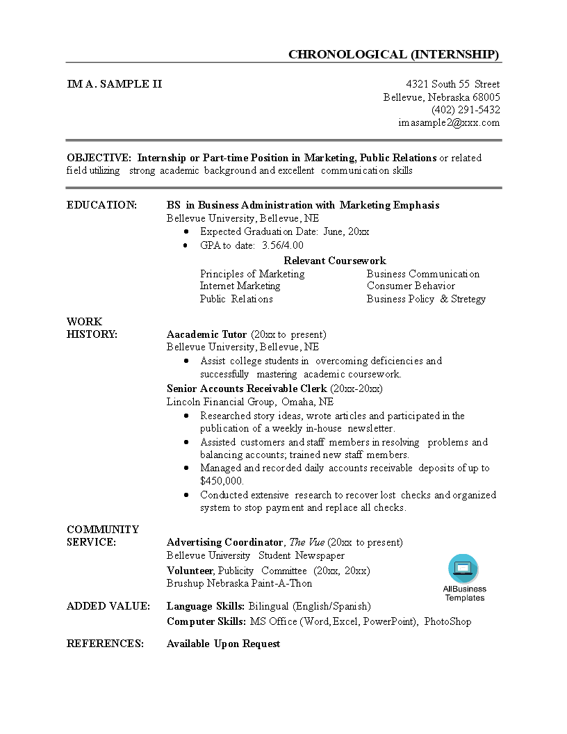 Professional Business Resume Sample | Templates at allbusinesstemplates.com