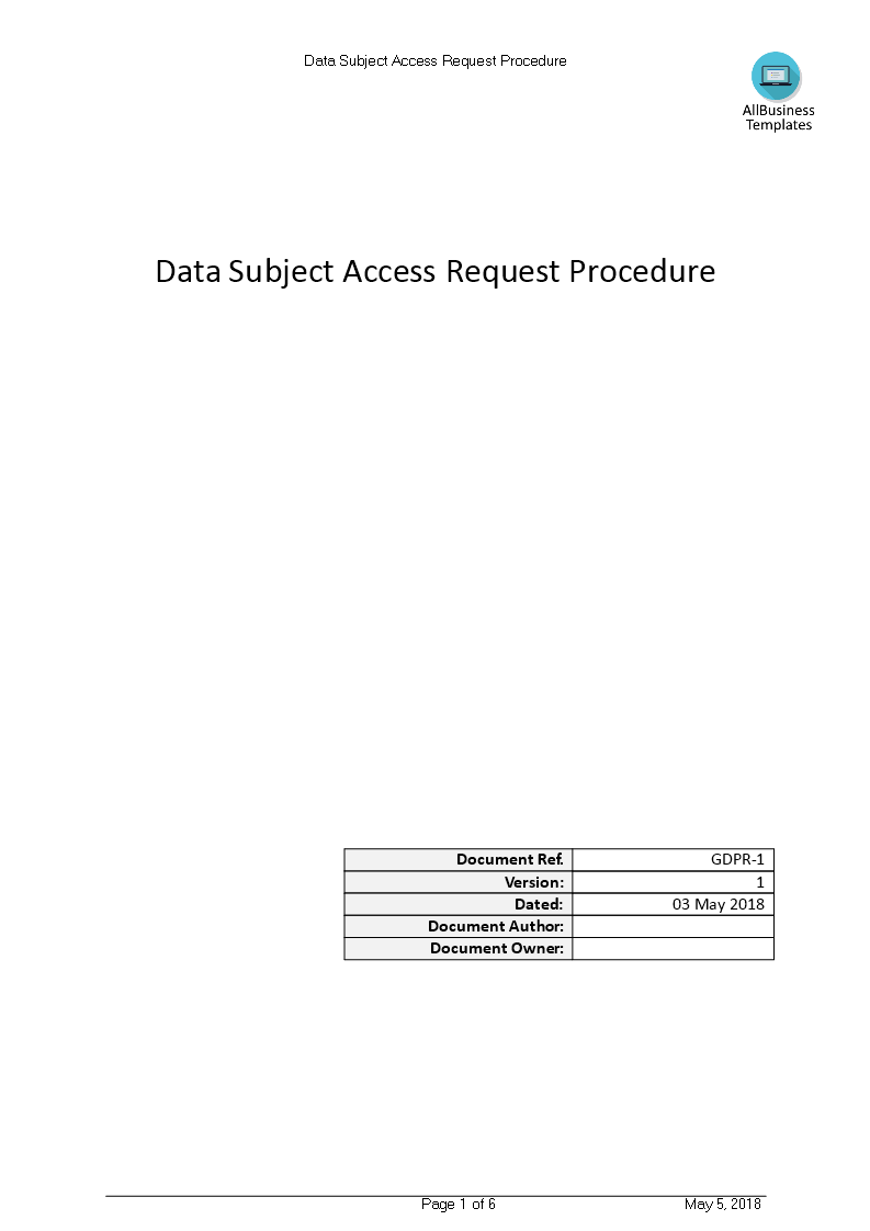 GDPR Data Subject Access Request Procedure | Templates at ...