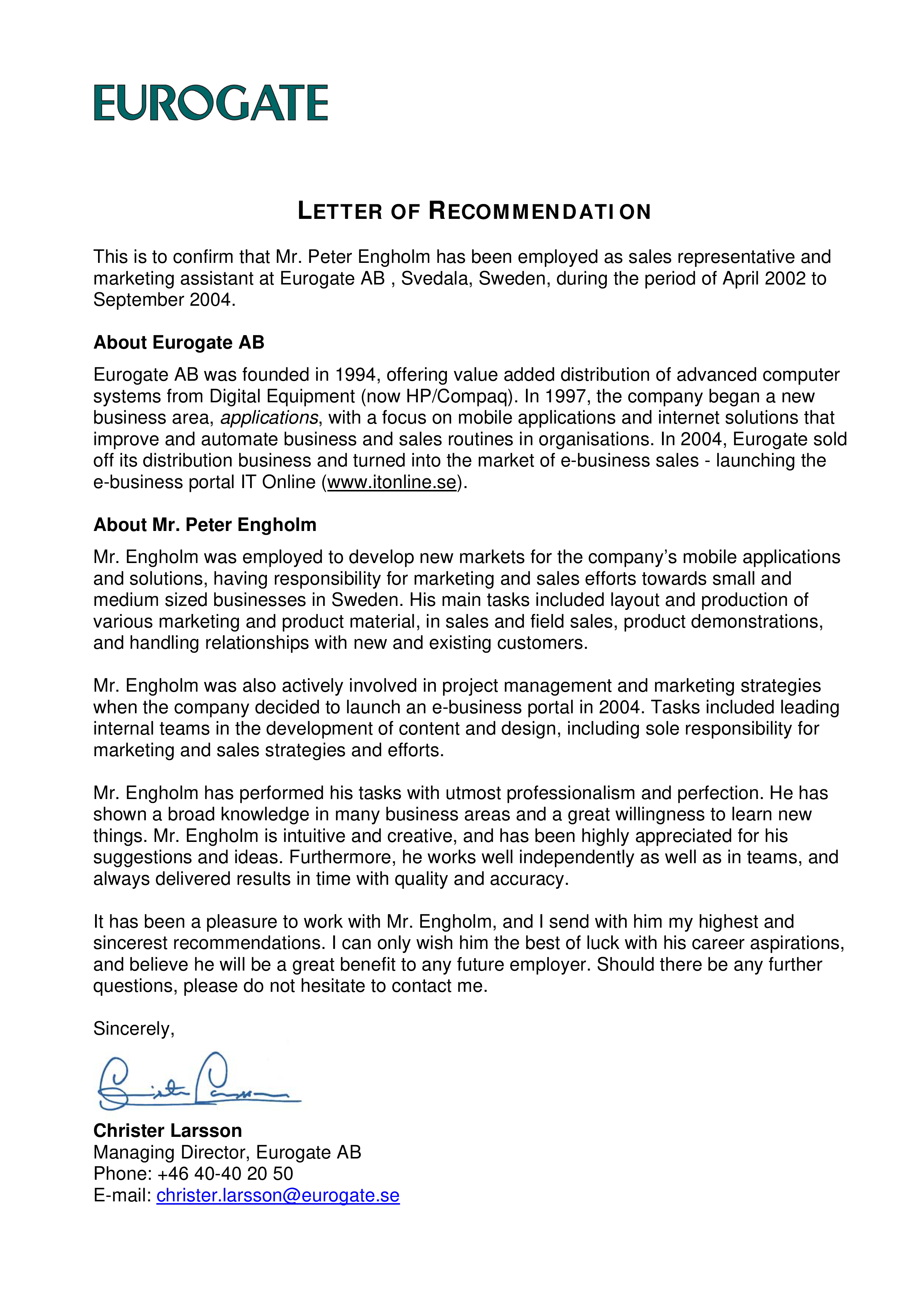 Sales Position Letter Of Recommendation Templates At