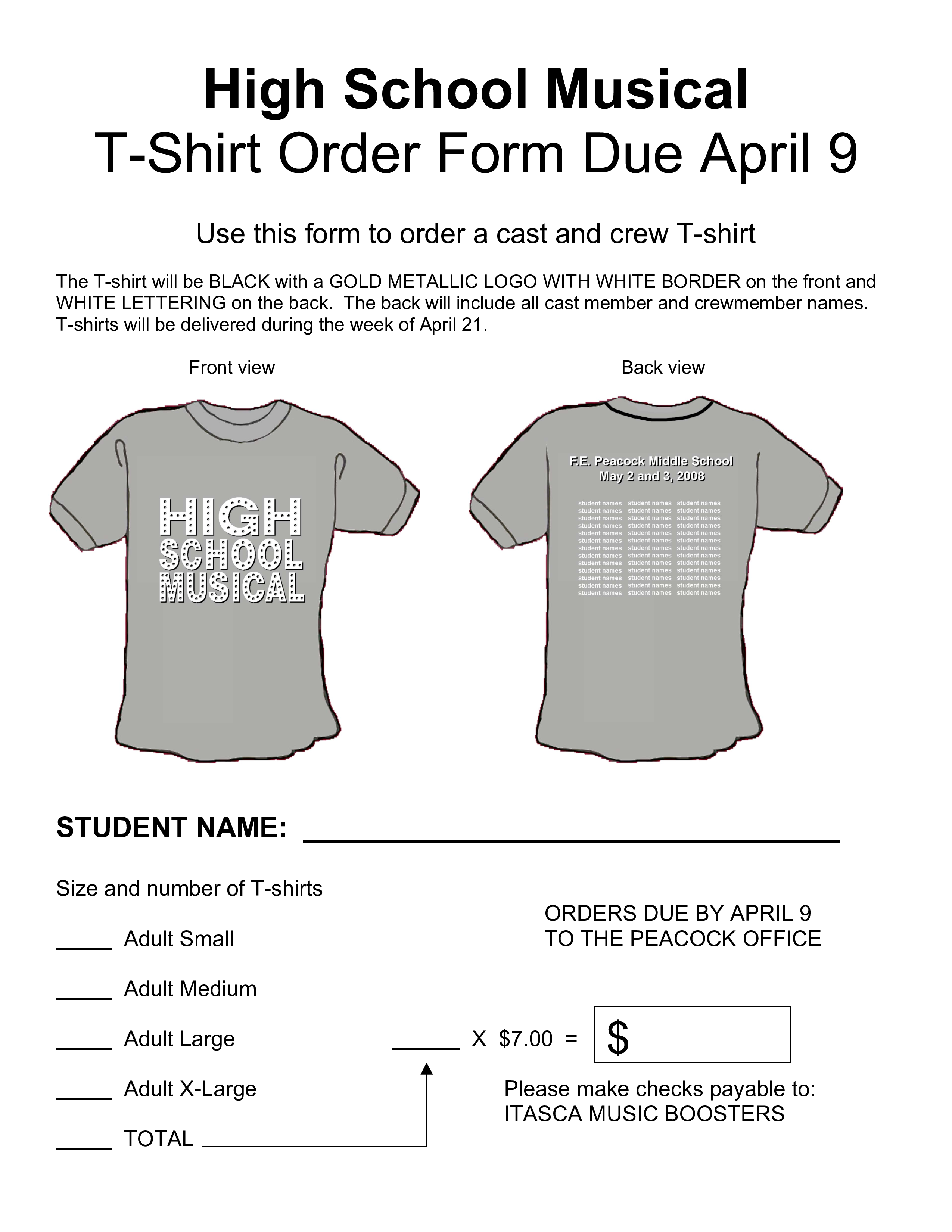 Free T Shirt Order Form Template Download Sample Order Templates 