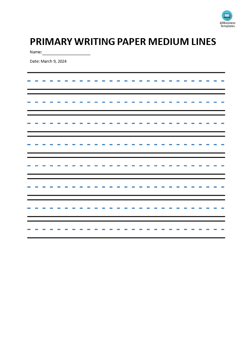 A4 Writing medium lined paper - portrait | Templates at ...