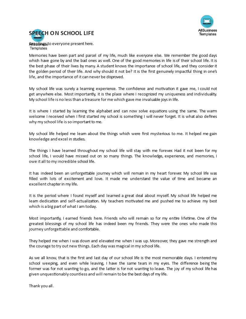 Kostenloses Welcome speech for students