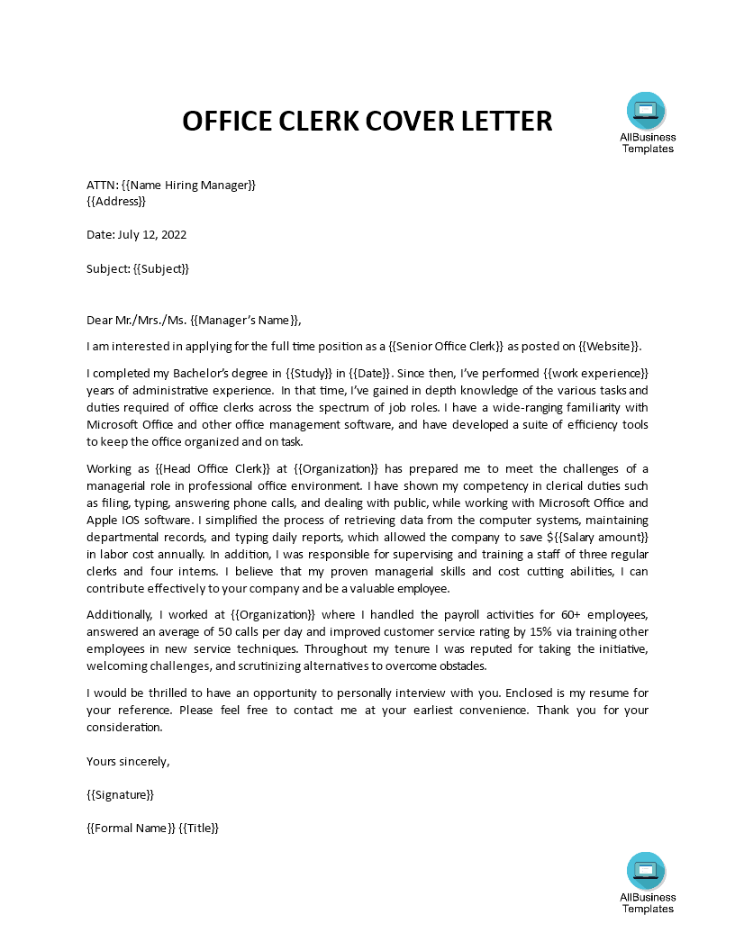 Office Clerk | Templates at allbusinesstemplates.com
