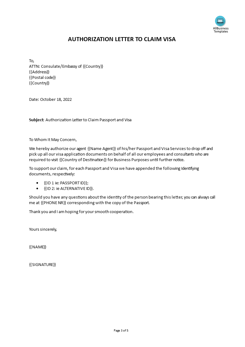 Visa Request Application Letter | Templates at allbusinesstemplates.com