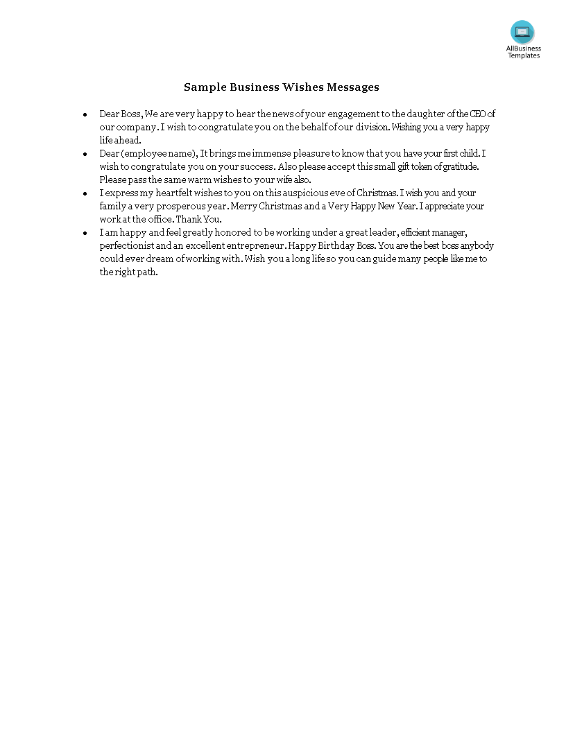 Business Wishes Messages | Templates at allbusinesstemplates.com