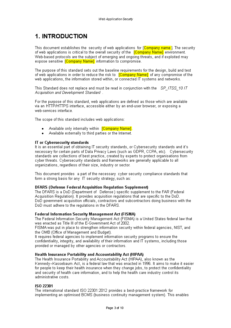 Web Application Security Standard | Templates at allbusinesstemplates.com