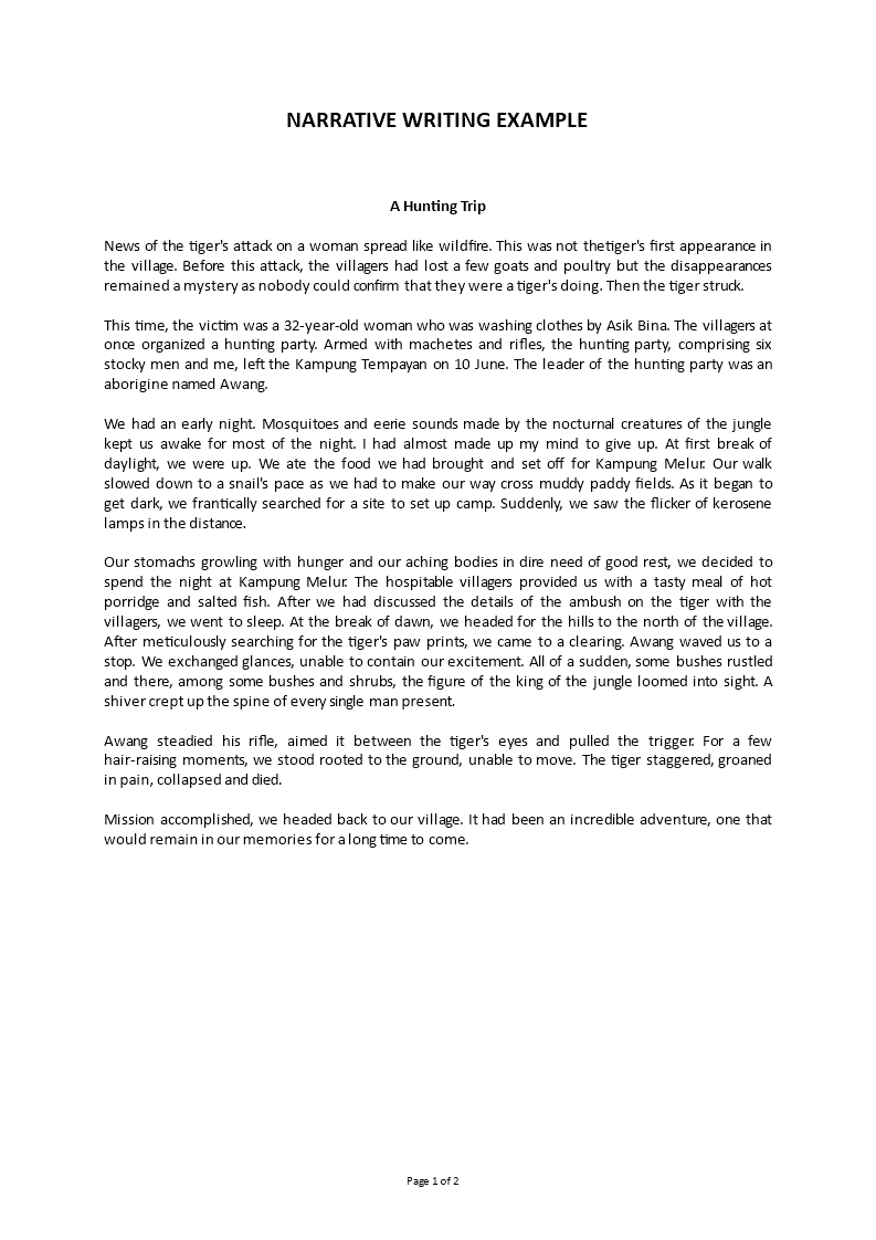 Kostenloses Narrative writing examples