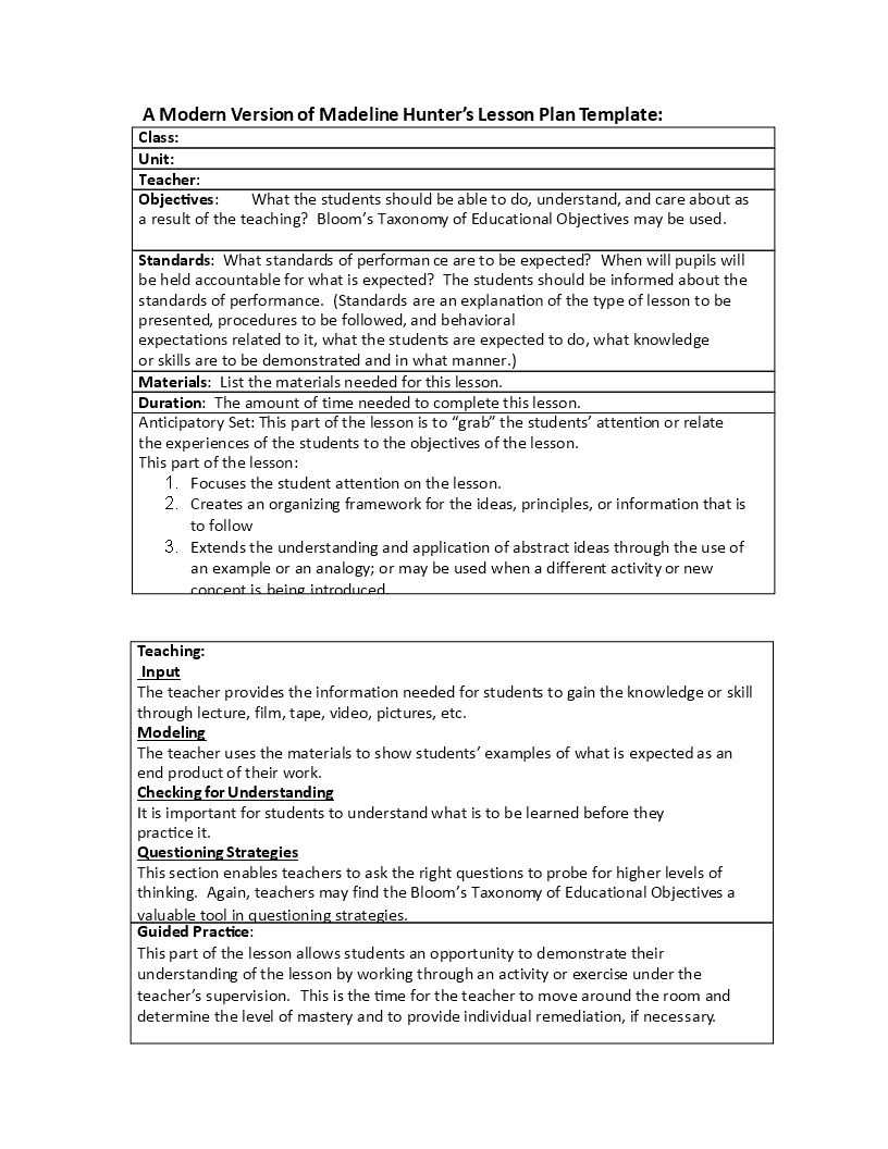 Lesson Plan Format Gratis