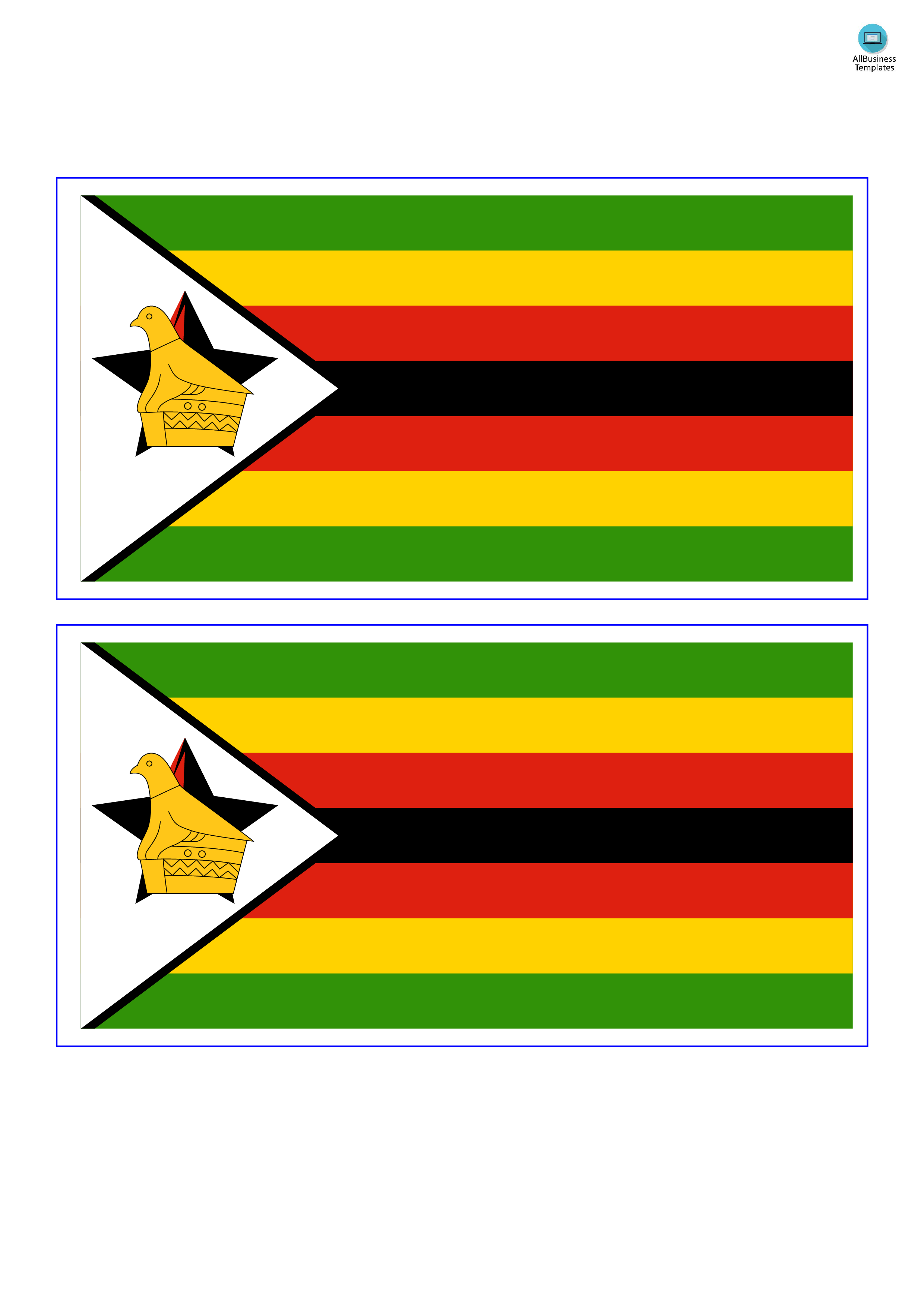 Zimbabwe printable flag template | Templates at allbusinesstemplates.com