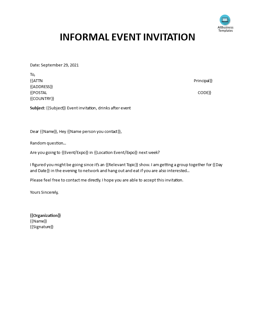Event Invitation | Templates at allbusinesstemplates.com