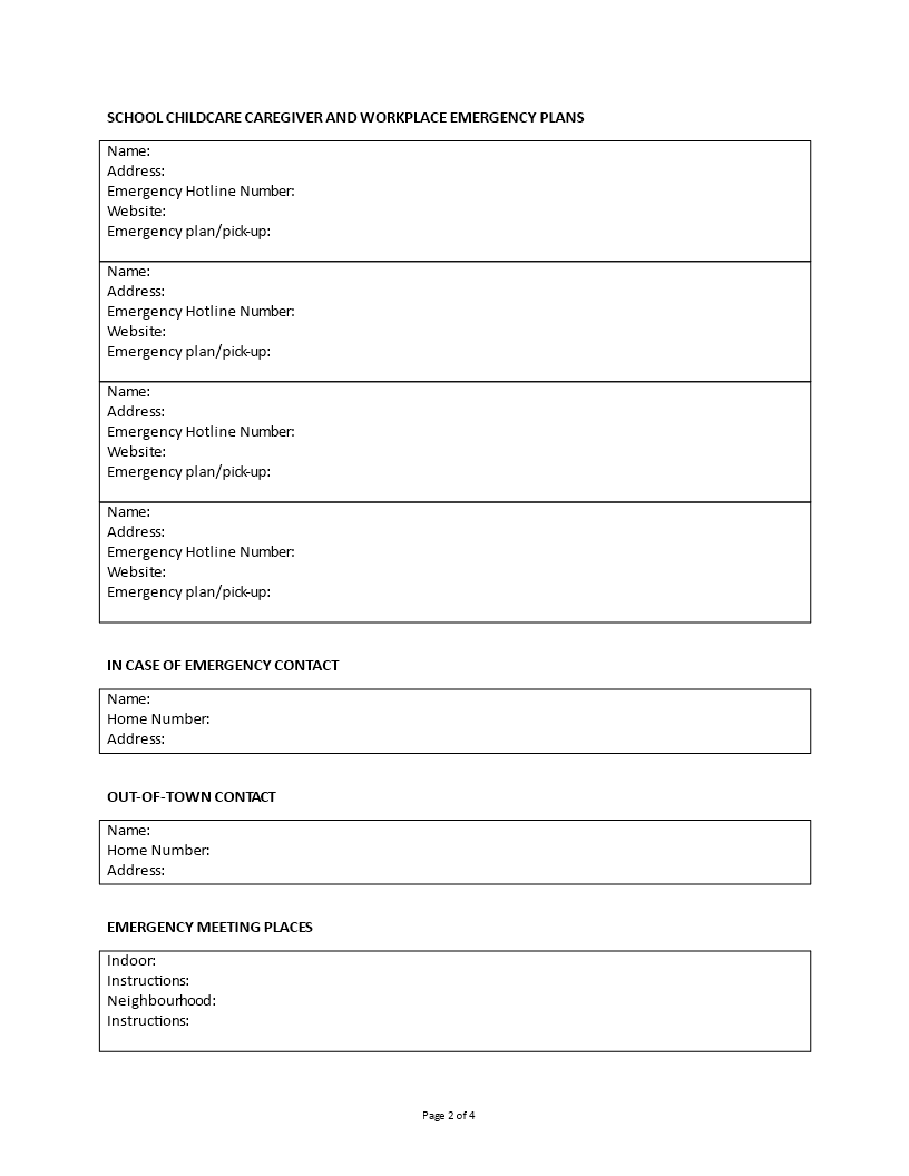 Family Emergency Communication | Templates at allbusinesstemplates.com