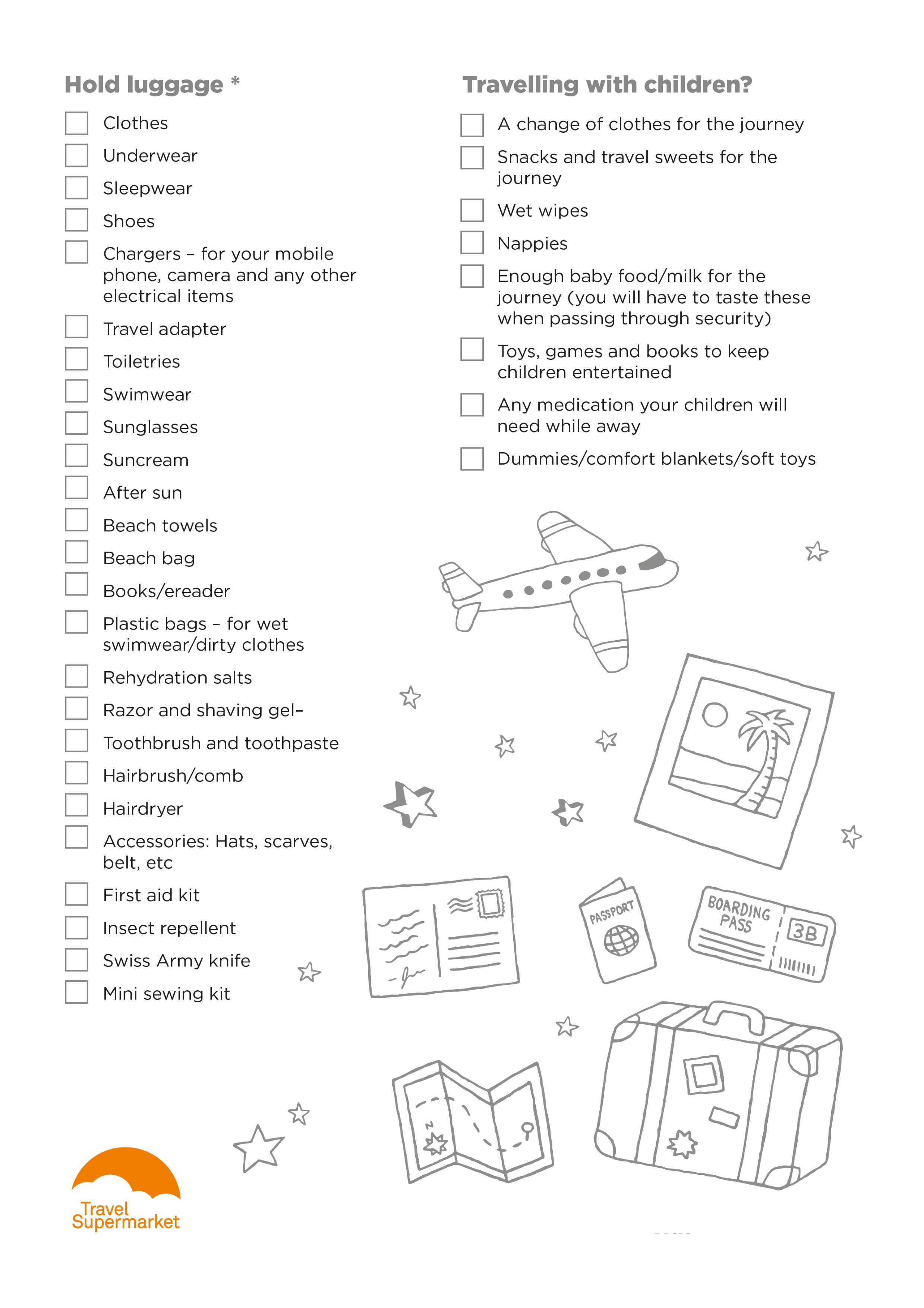 Gratis Vakantie verpakking Checklist sjabloon