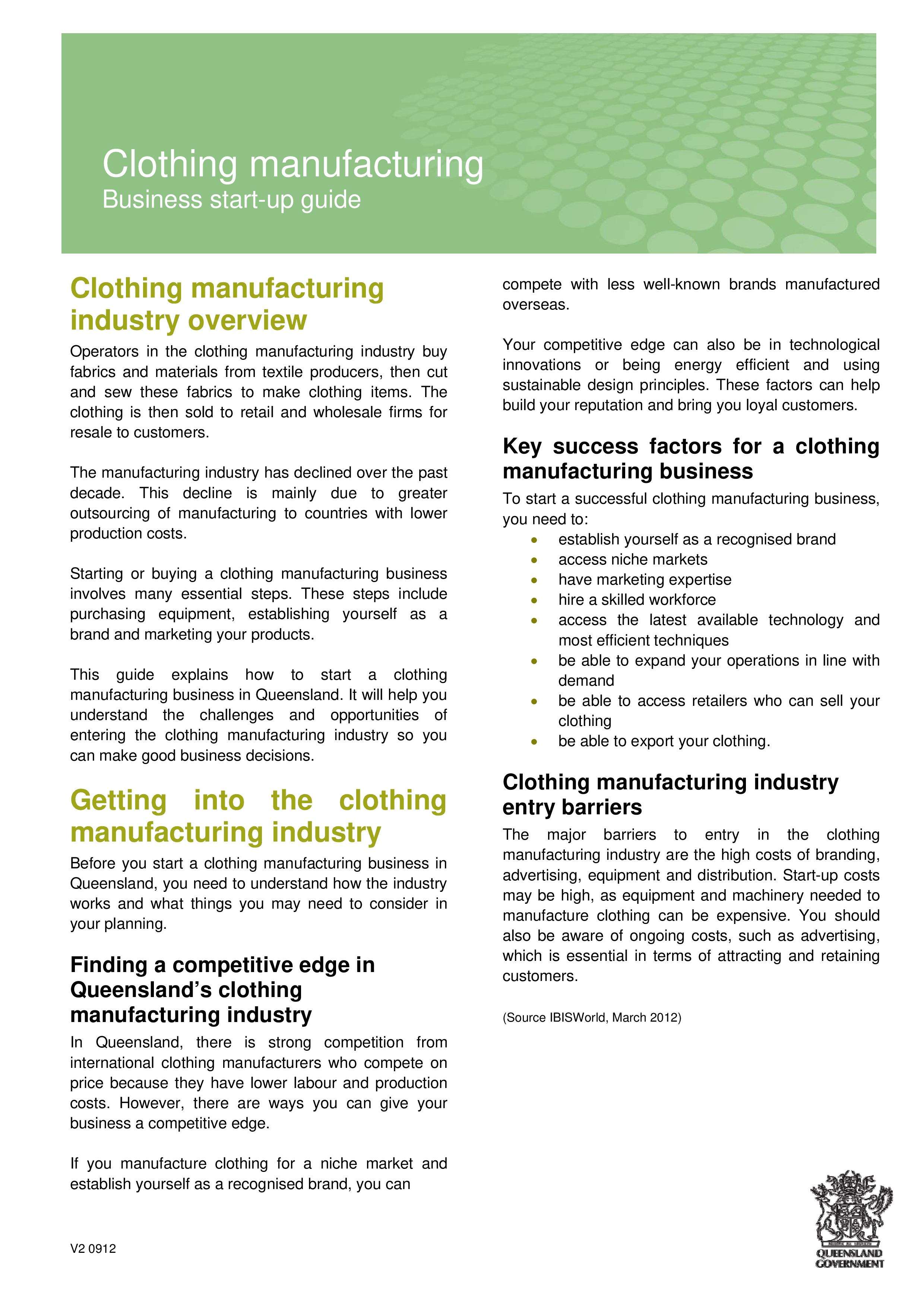 Clothing Manufacturing Business Plan Templates At Allbusinesstemplates