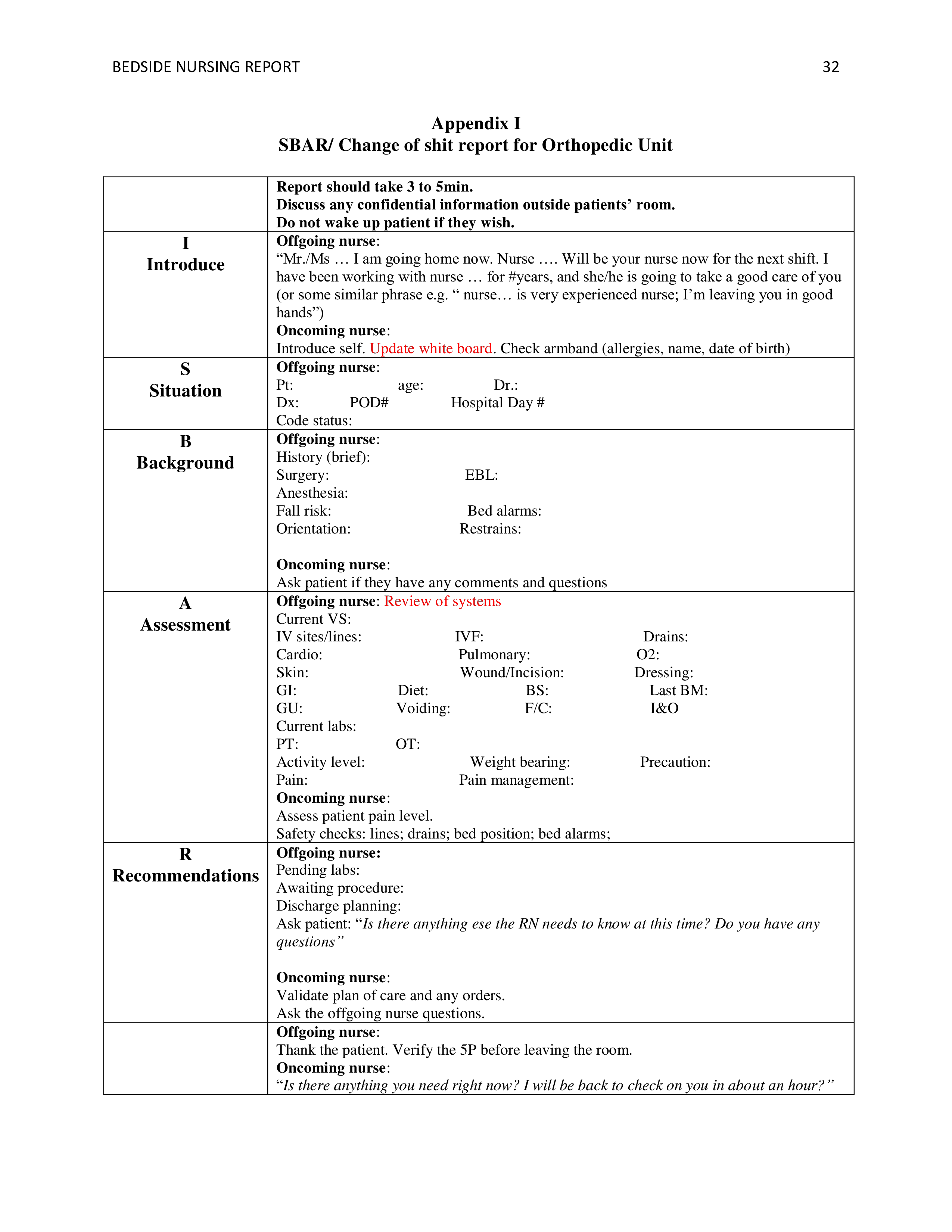 Nursing Handover | Templates at allbusinesstemplates.com