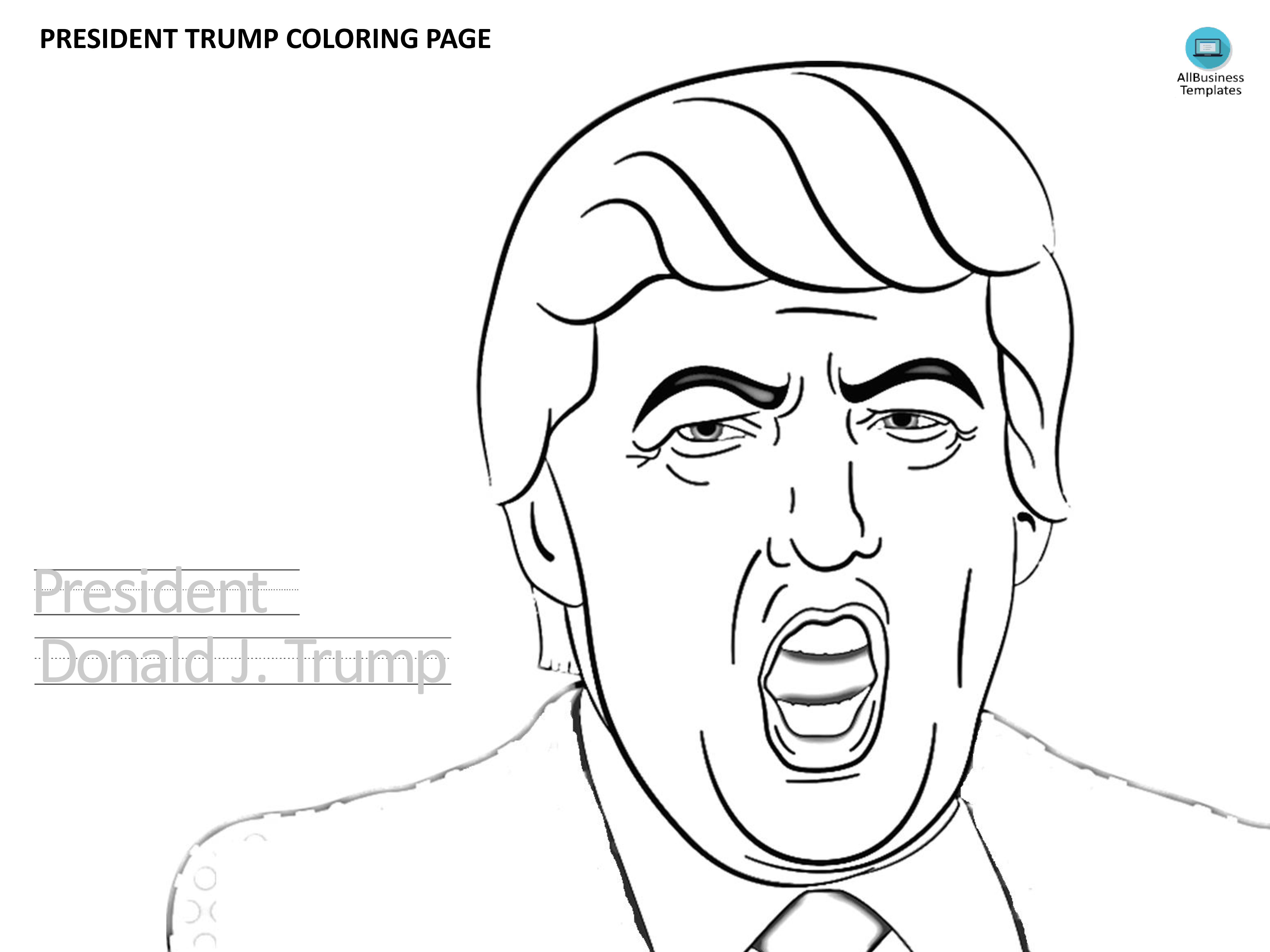 Donald Trump Coloring page template | Templates at allbusinesstemplates.com
