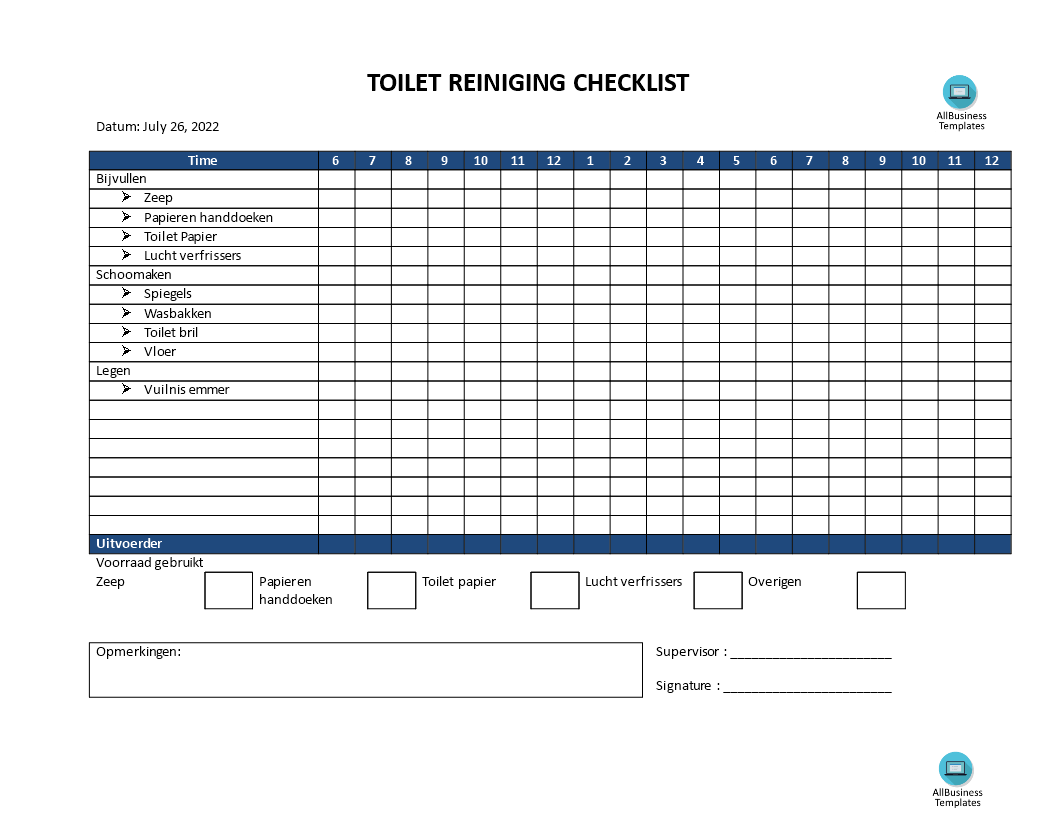 Wc Kontrolle Vorlage | Wc Reinigung Checkliste Vorlage – EKYRO