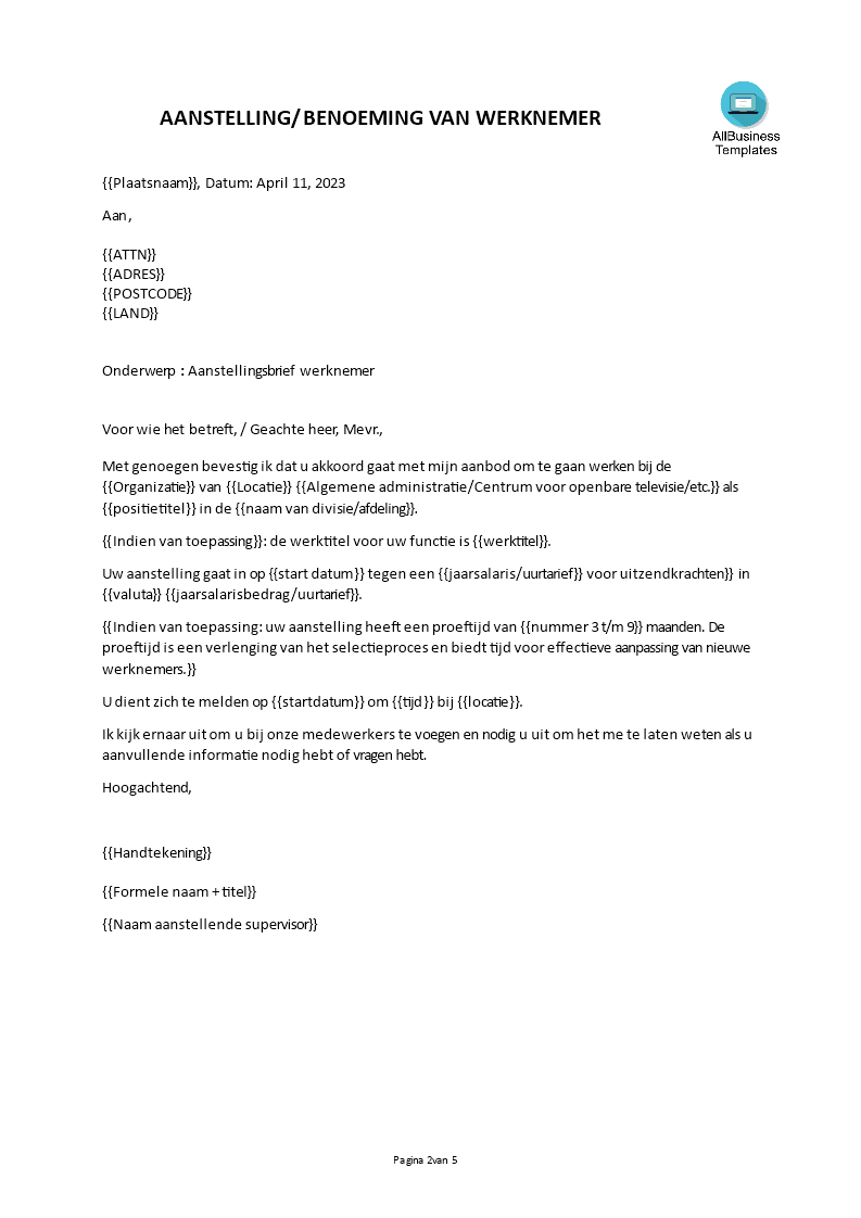 Genotariseerde Werkgeversverklaring | Templates at allbusinesstemplates.com