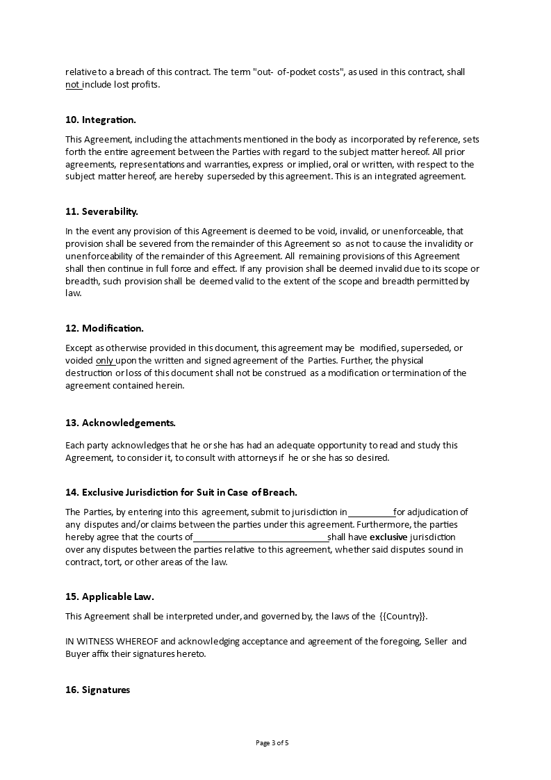 Vehicle Sales Agreement sample - Modèle Professionnel