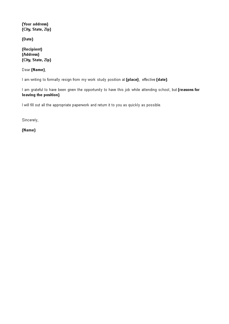 Personal Student Resignation Letter Templates At Allbusinesstemplates