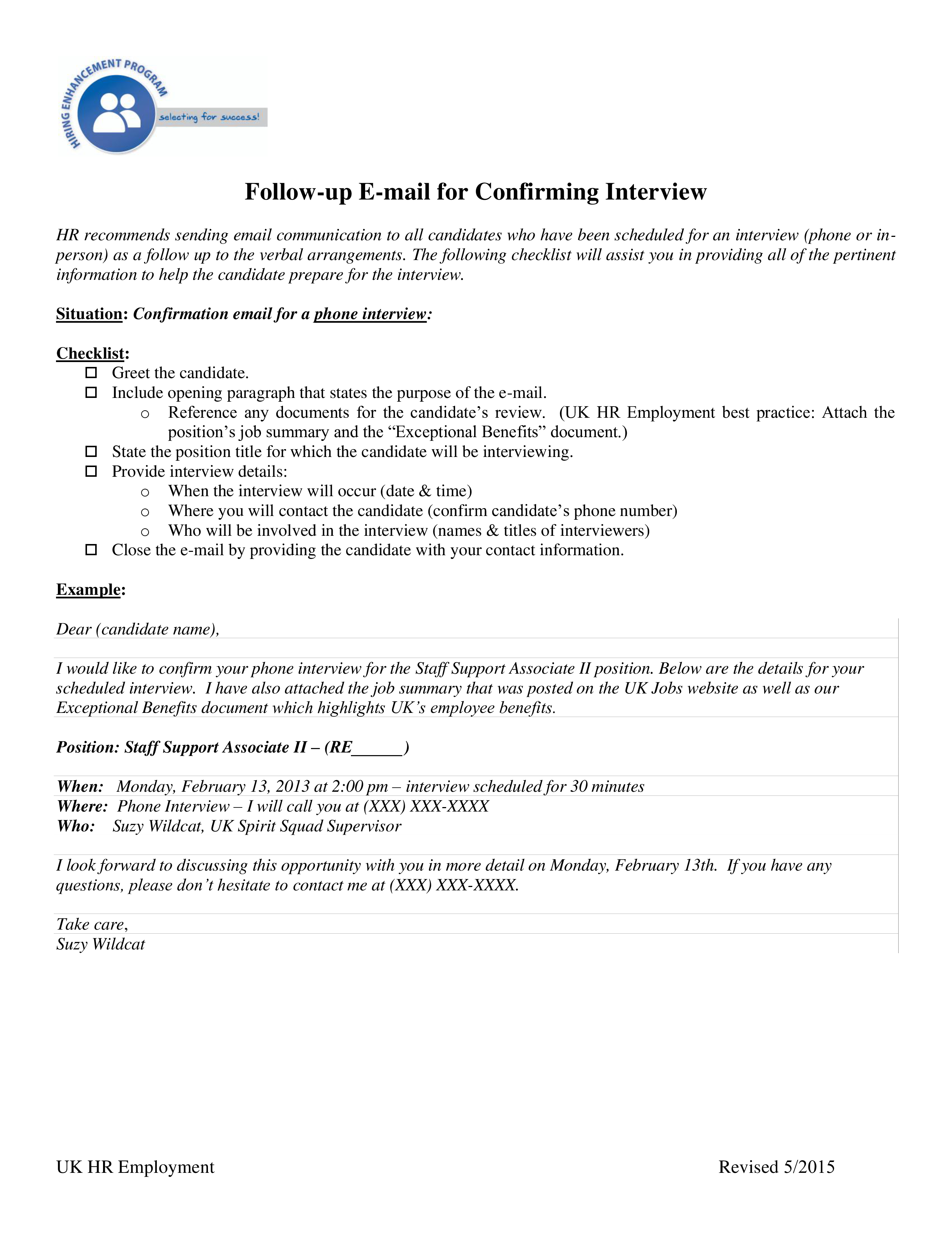 Interview Confirmation Email Templates At Allbusinesstemplates