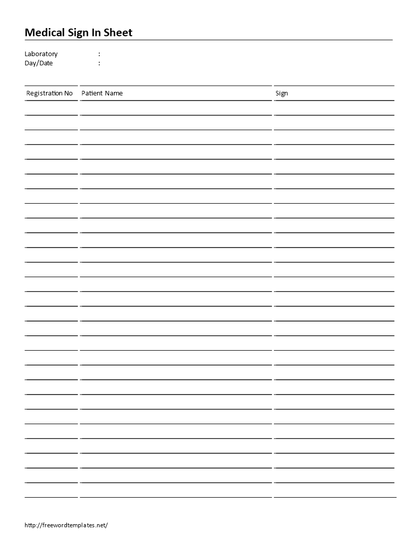 Medical Sign In Sheet 3 Columns | Templates at allbusinesstemplates.com