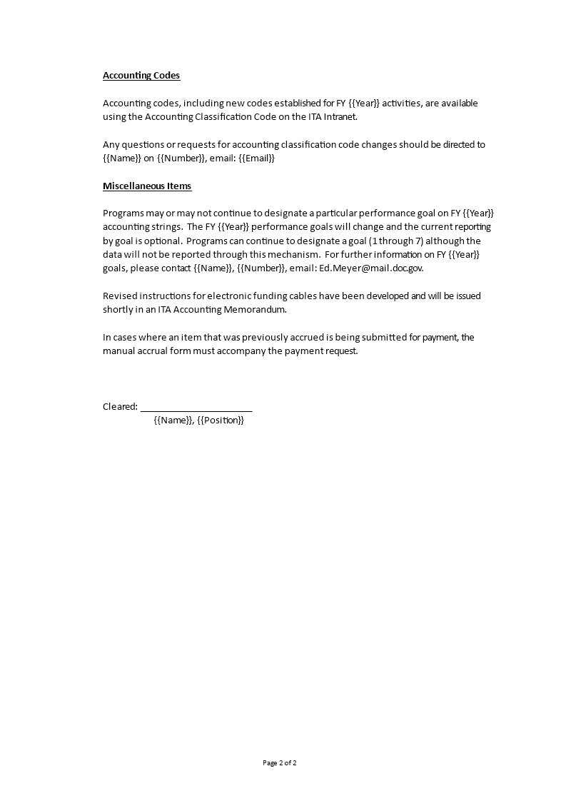 Ita Business Accounting Memo | Templates at allbusinesstemplates.com