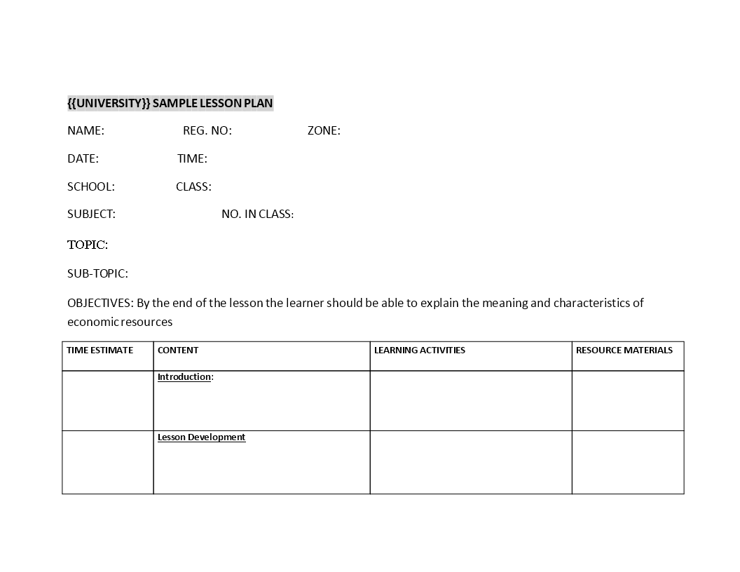 Teacher Monthly Lesson Plan | Templates at allbusinesstemplates.com