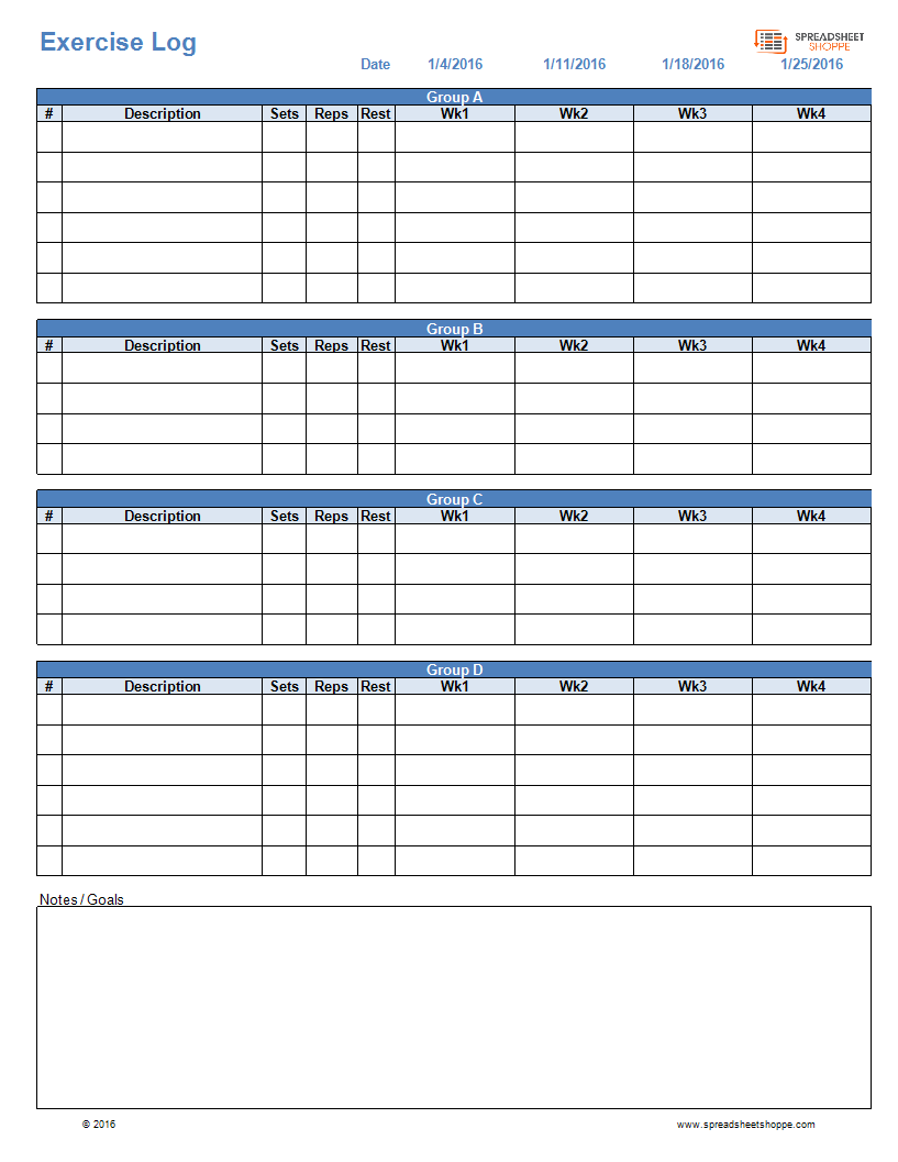 Exercise Workout Log Gratis