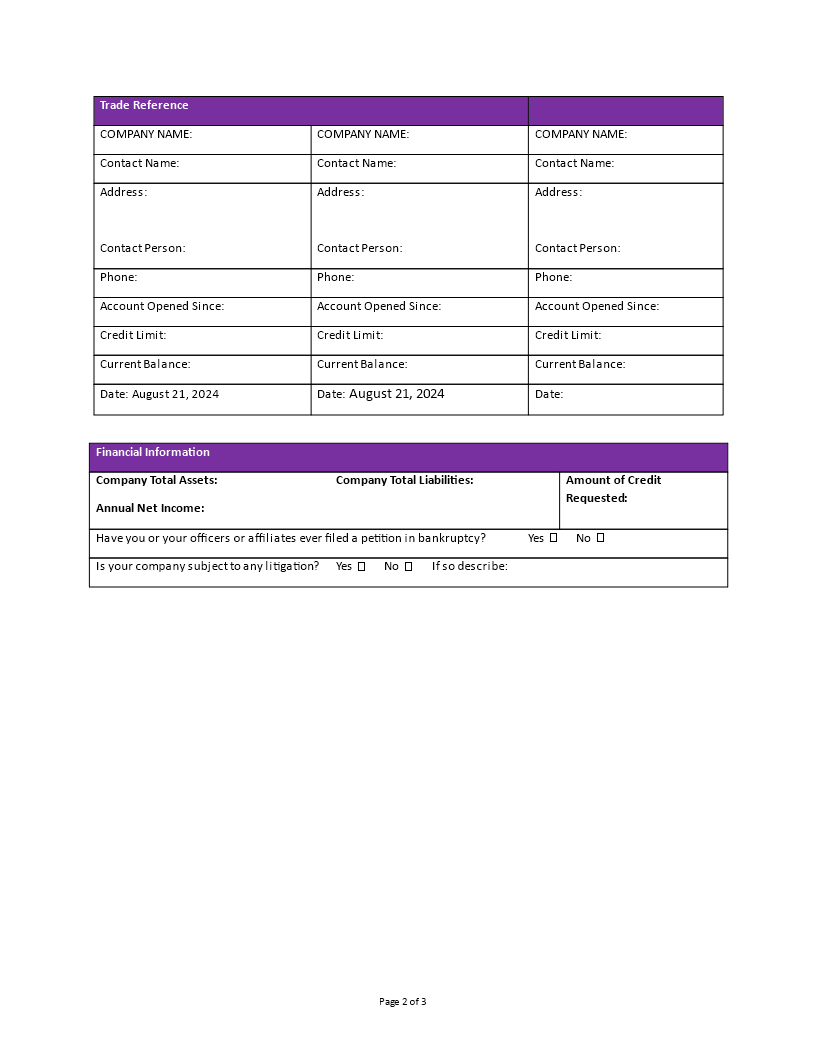 blank credit application form for business free | Templates at ...