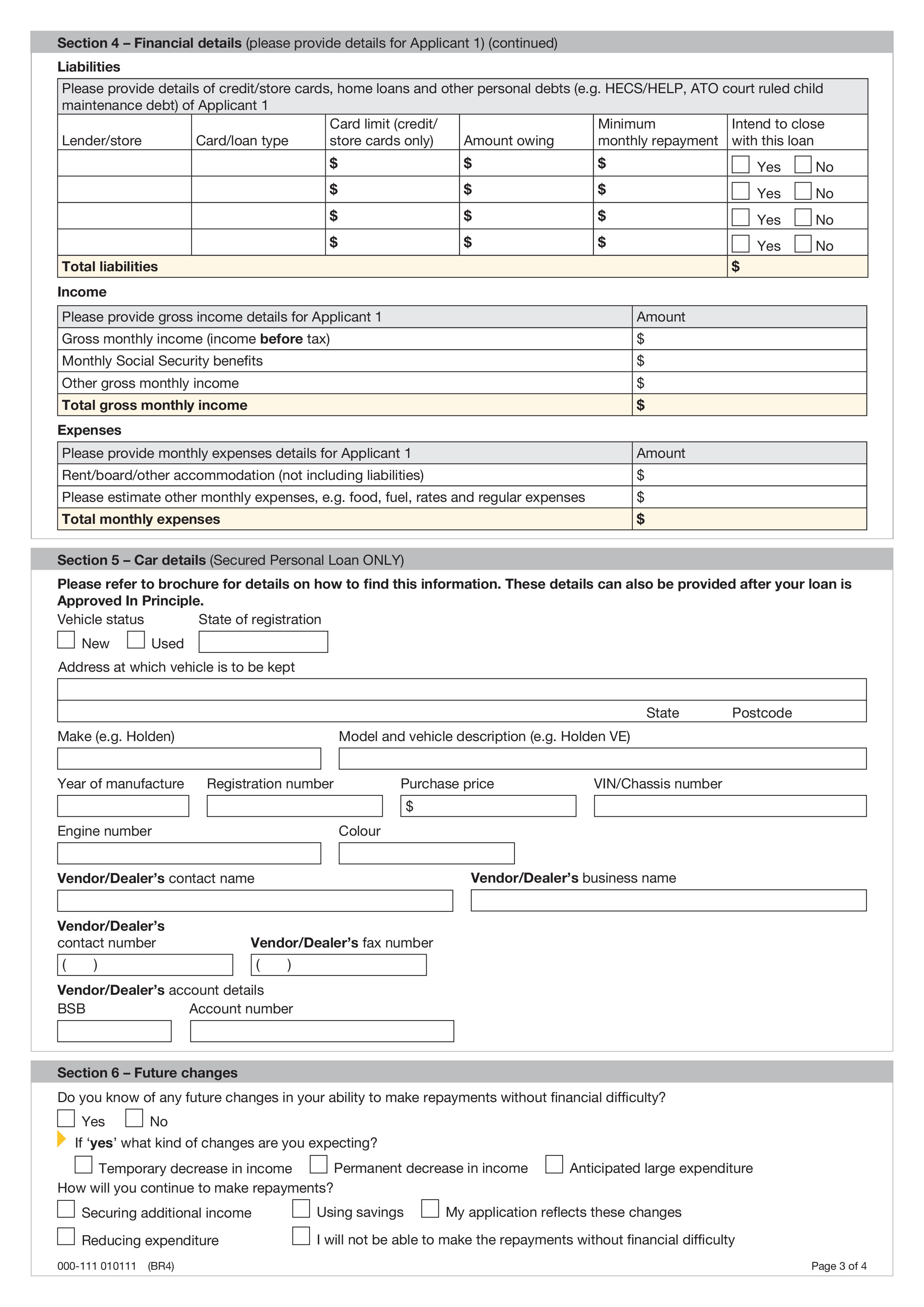 Personal Loan Application | Templates at allbusinesstemplates.com