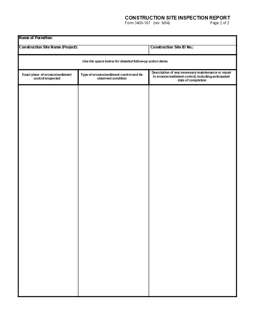 Construction Site Report | Templates at allbusinesstemplates.com