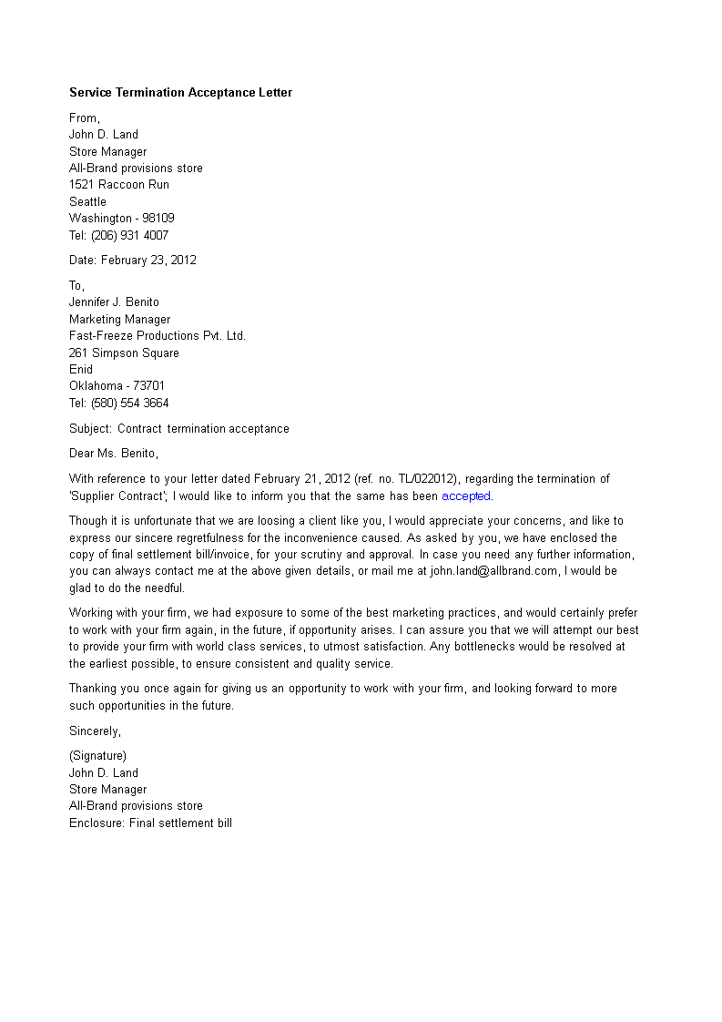 Best Letter Format Security Service Termination Letter Format