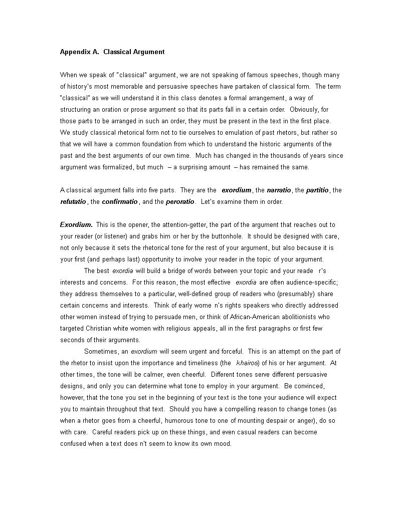 Classical Argumentative Essay Templates At Allbusinesstemplates