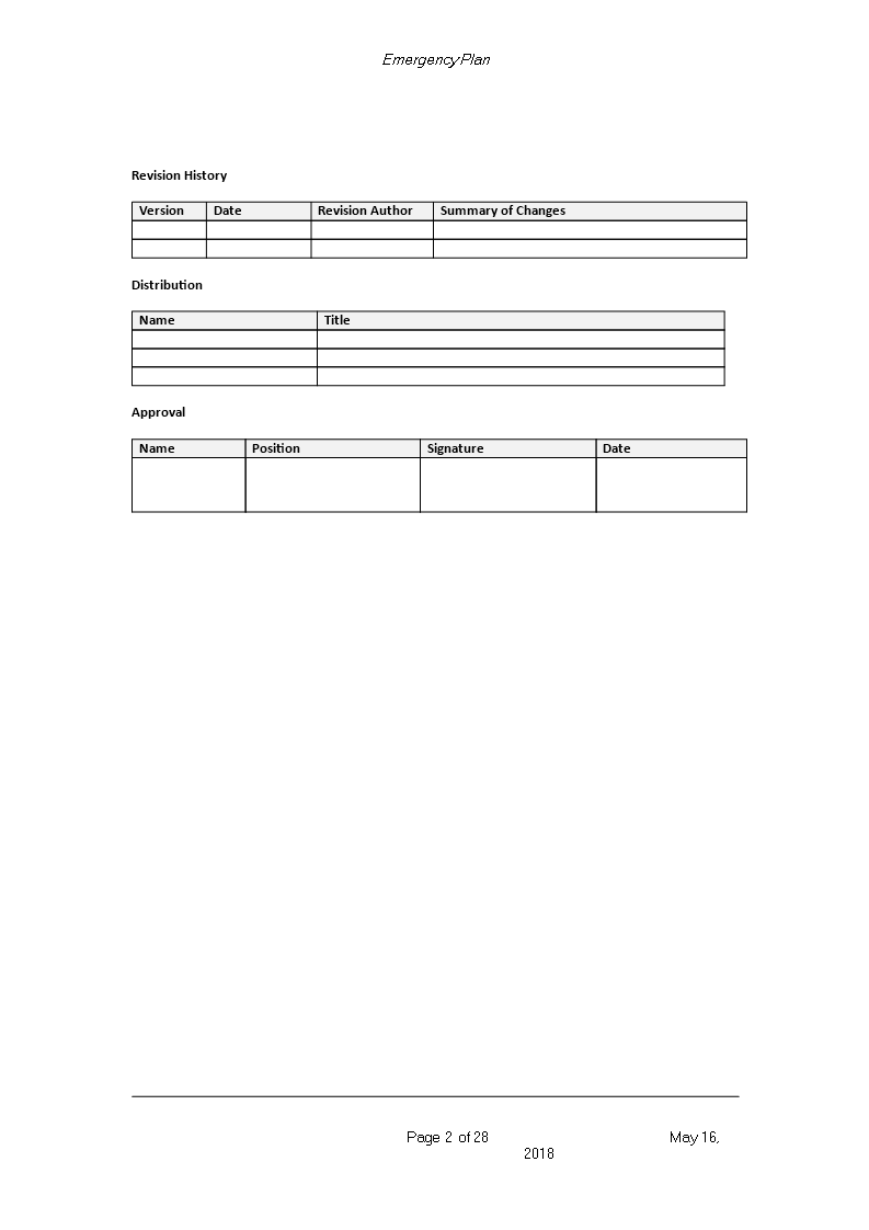 Emergency Plan for Business template | Templates at ...