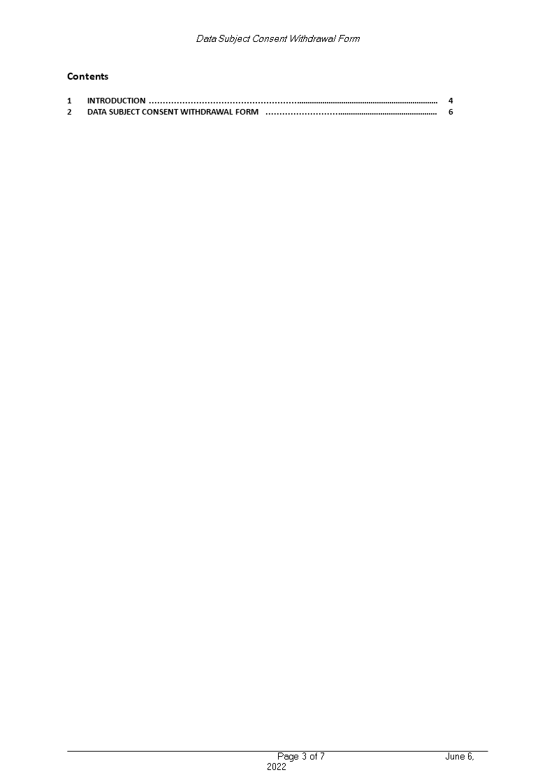 GDPR Data Subject Consent Withdrawal Form | Templates at ...