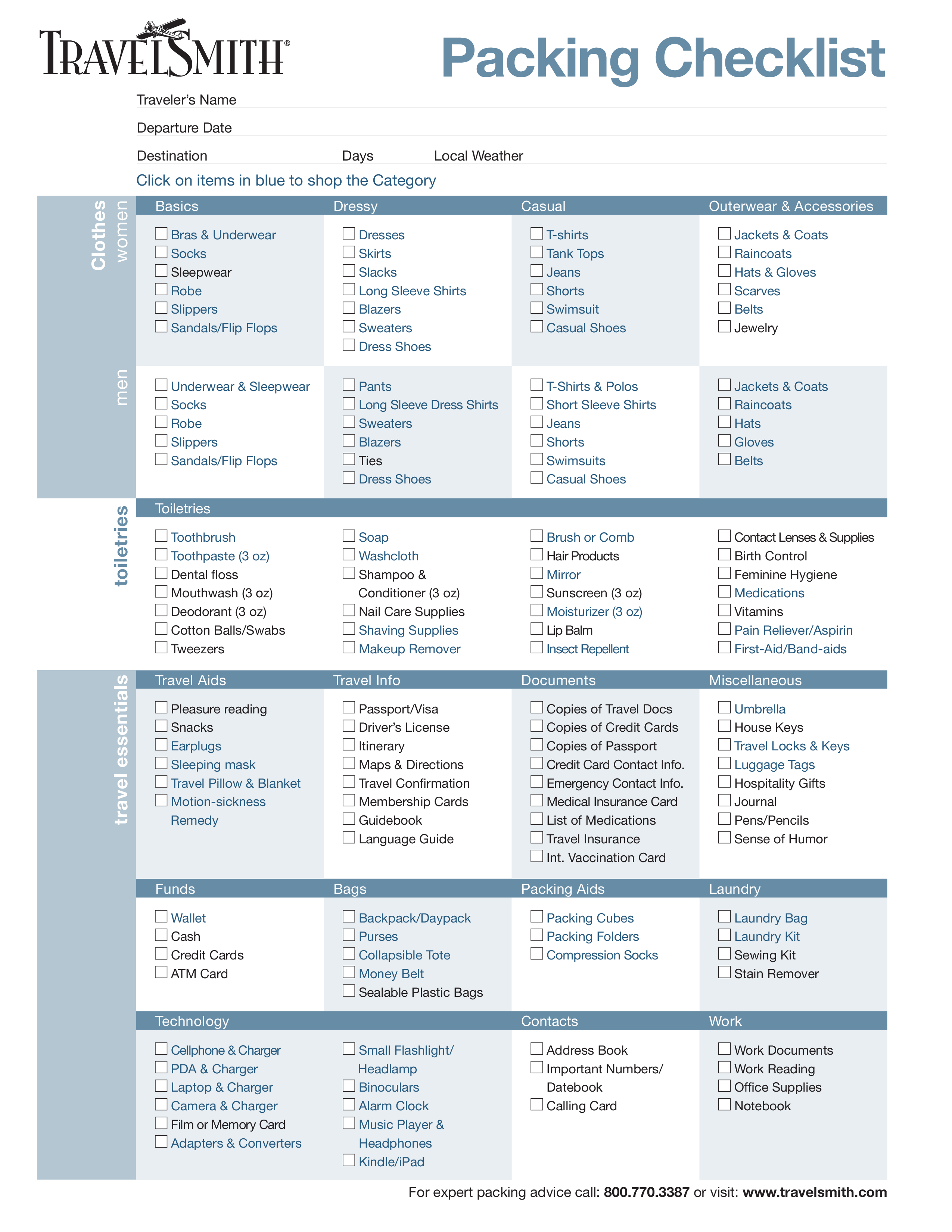 Travel Essentials Packing List For Vacation Templates At 