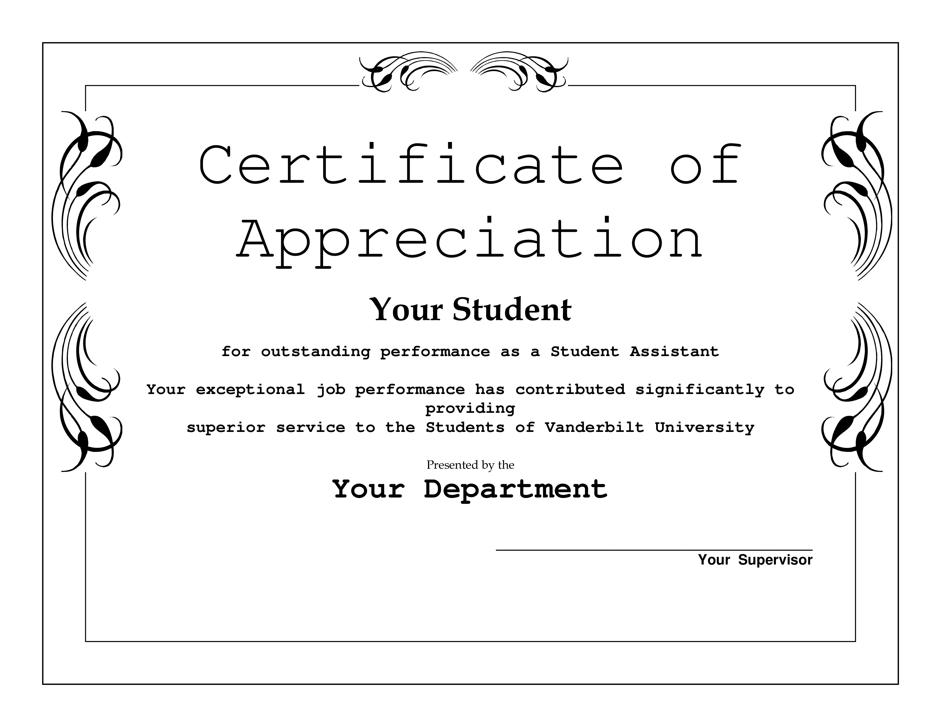 Student Appreciation Award Templates At Allbusinesstemplates