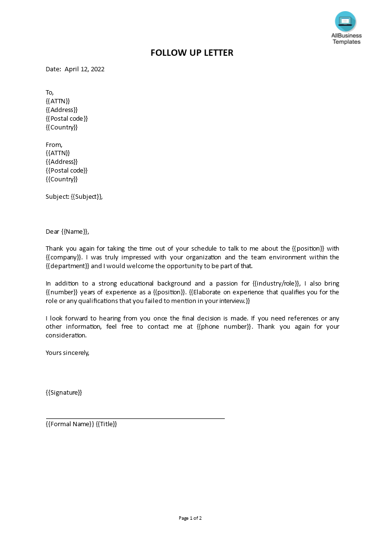 Follow Up Thank you note after interview | Templates at ...