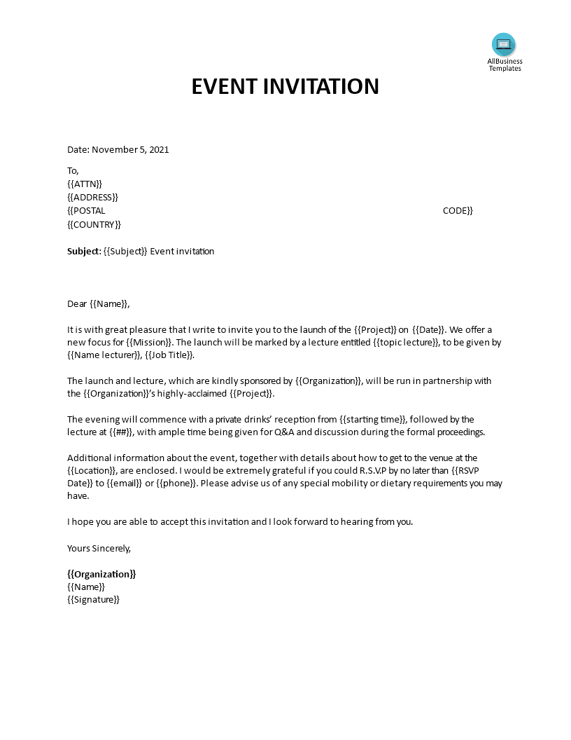 Gratis Invitation Letter Sample