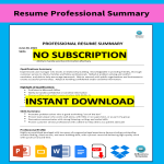 Resume Professional Summary Sample | Business templates, contracts and ...
