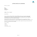 Letter notice of litigation sample | Business templates, contracts and ...