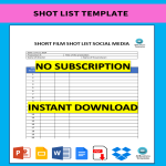Shot list example | Business templates, contracts and forms.