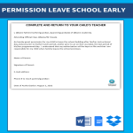Early leave templates. | Business templates, contracts and forms.