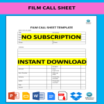 Film Call Sheet | Business templates, contracts and forms.