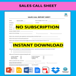 Sales Call Sheet Doc | Business templates, contracts and forms.