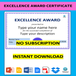 Excellence award certificate sample | Business templates, contracts and ...